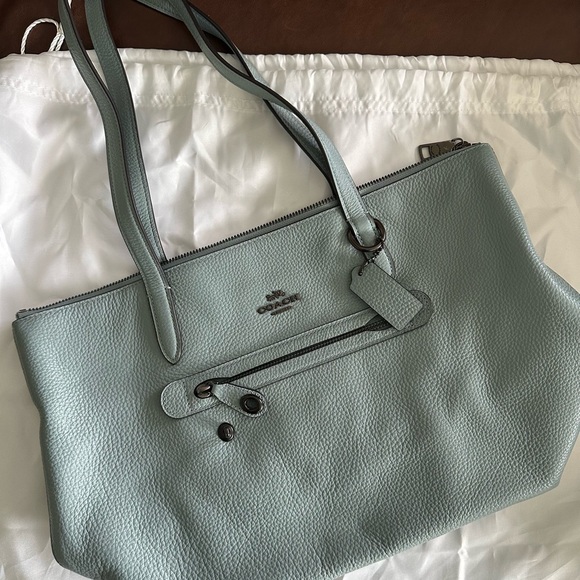 Coach | Bags | Coach Light Blue Leather Tote Bag Taylor Tote | Poshmark